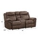 Verne Brown Manual Microsuede Glider Reclining Loveseat with Center ...