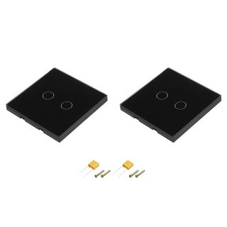 Touch Light Switch 2 Gang 1 Way Tempered Glass Panel Black Pack of 2 ...