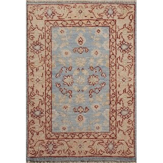 Light Blue Oushak Vegetable Dye Accent Rug Handmade Wool Carpet - 2'0"x ...