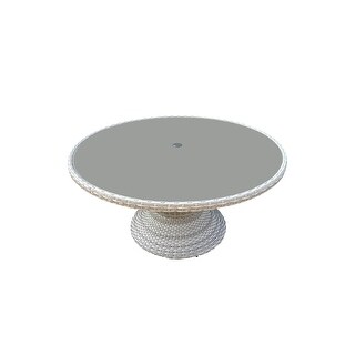 Fairmont Round Wicker 60 Inch Outdoor Patio Dining Table with Glass Top ...
