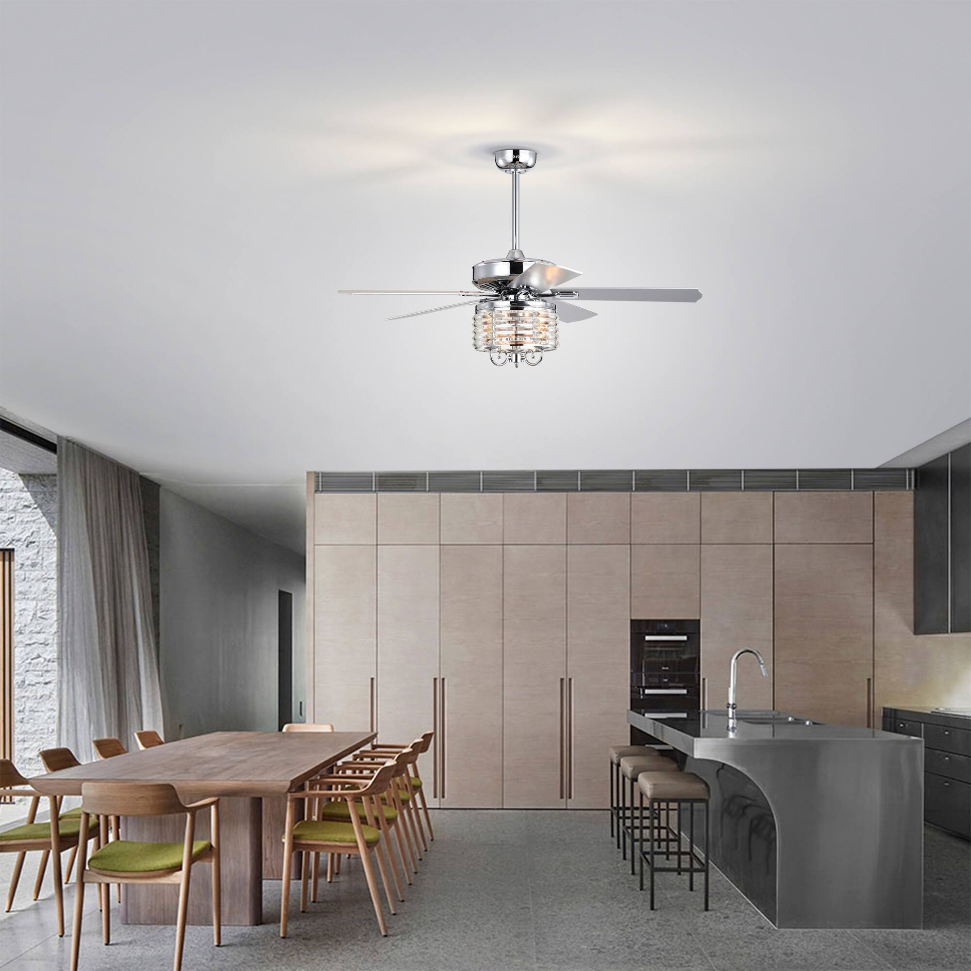 Themar 26 Inch Mid-century Modern Style Lighted Ceiling Fan with Remote ...