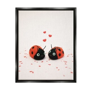 Stupell Ladybugs Valentine's Hearts Framed Floater Canvas Wall Art by ...