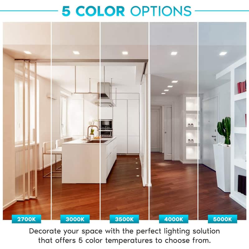 Luxrite 4" Square LED Recessed Can Light 14W=75W 5 Color Option 950 ...