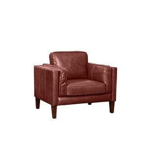 Strick & Bolton Prue Brown Leather Arm Chair - Bed Bath & Beyond - 30025273