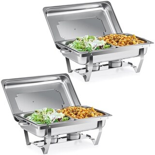 8QT 2-Pan Stainless Steel Rectangle Chafing Dish - 2 Piece - Bed Bath ...