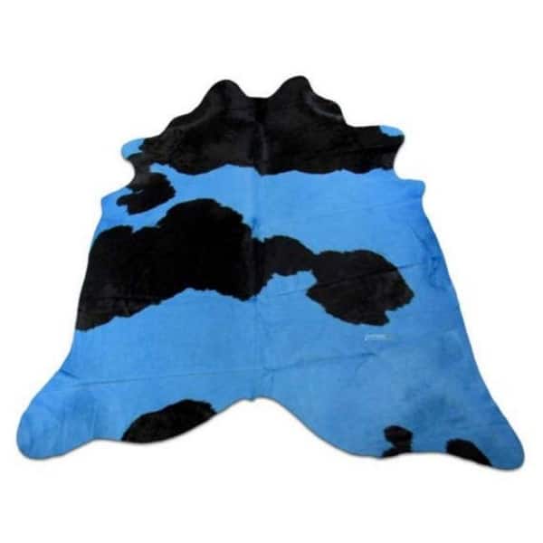 Black and Blue dyed Cowhide Rug - 6x7 - Bed Bath & Beyond - 32641568