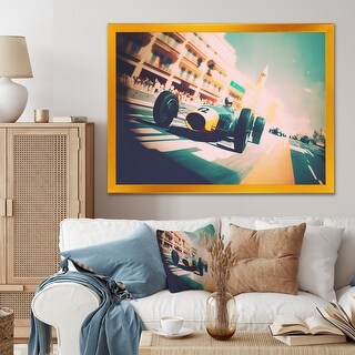 Designart "Retro Race Car In Tropical Street Race III" Exotic Car ...