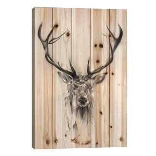 Red Deer Print On Wood by Alexis Marcou - Multi-Color - Bed Bath ...