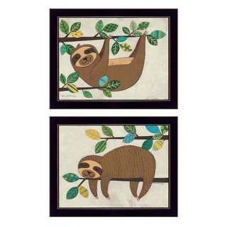 HomeRoots Set Of Two Cute Sloths 1 Black Framed Print Wall Art - Bed ...