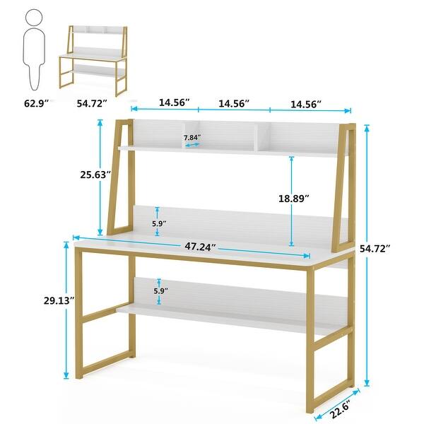 47 Inch Modern Computer Desk with Hutch and Bookshelf - Bed Bath ...