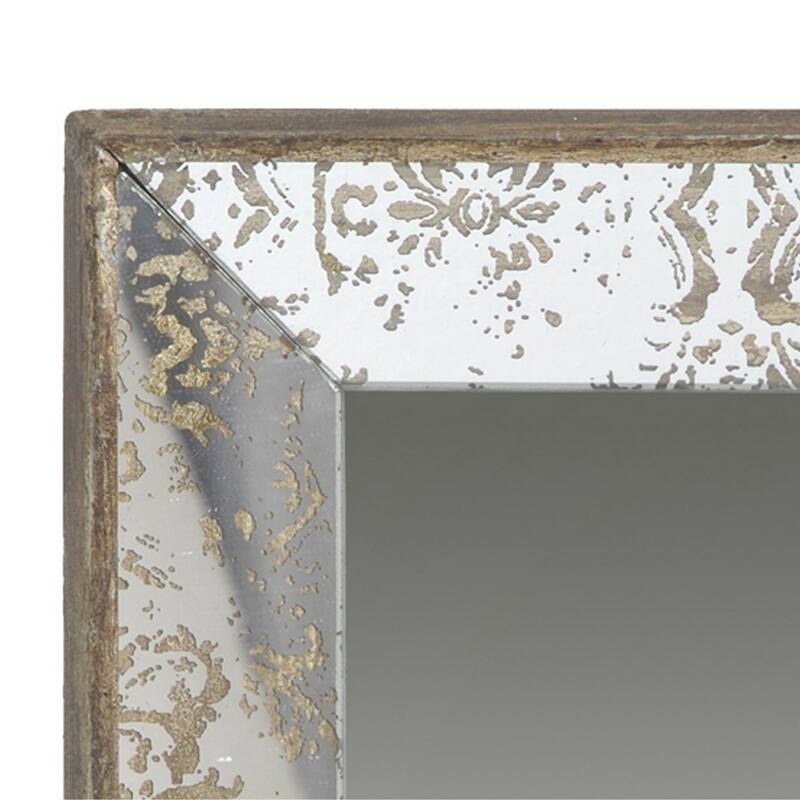 Filo 15 Inch Square Accent Wall Mirror, Raised Edges, Silver Wood Frame ...
