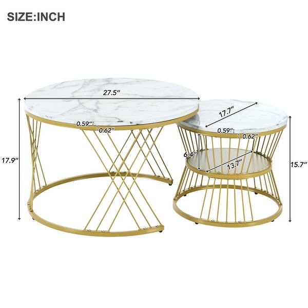 Nesting Coffee Table with Marble Grain Table Top - Bed Bath & Beyond ...