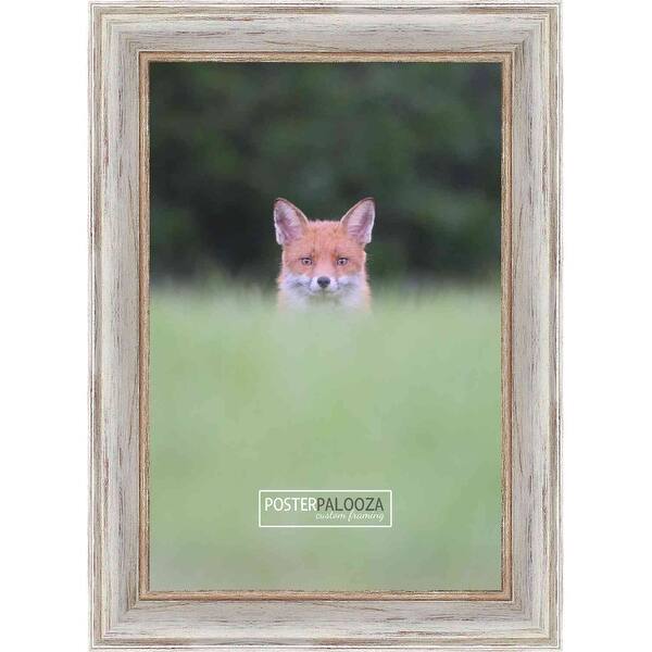 15x20 Frame Brushed White Wash Wood Picture Frame with UV Acrylic, Foam ...