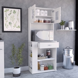 Kitchen Pantry Cabinet, Two Shelves, Double Door, One Drawer, Three ...