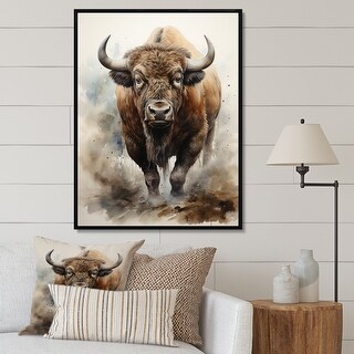 Designart "Buffalo Majestic Bison" Animals Bison Framed Wall Art Prints ...