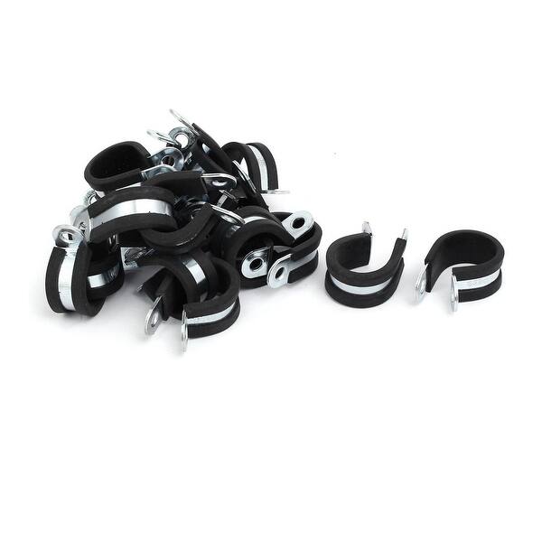 22mm Dia Rubber Lined R Shaped Zinc Plated Pipe Clip Cable Clamp 20pcs ...
