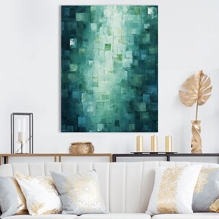 Designart "Evanescence Of Dreams Retro Abstract Teal I" Abstract ...