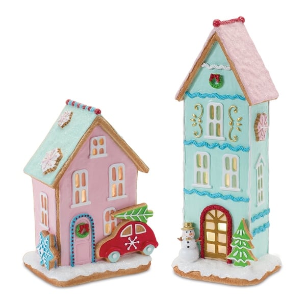 LED Lighted Gingerbread Village House (Set of 2) - Bed Bath & Beyond ...