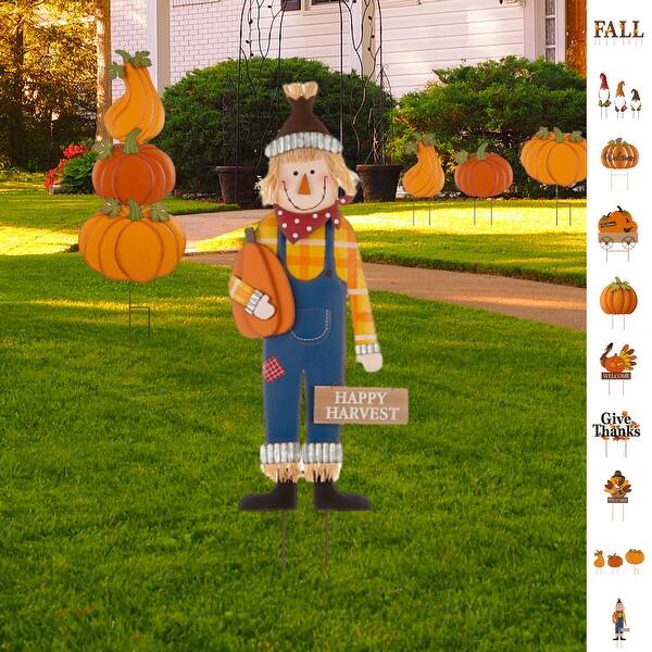 Glitzhome Thanksgiving Harvest Metal Turkey Yard Stake Standing Hanging ...