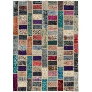 ECARPETGALLERY Hand-knotted Color Transition Patchwork Grey Wool Rug ...