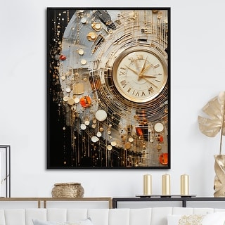 Designart "Silver And Gold Luxuy Watch " Watches Framed Wall Decor ...