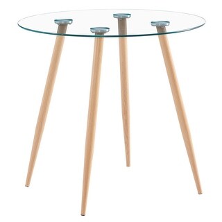 Round Glass Dining Table Transparent Glass Table Leg - Bed Bath ...