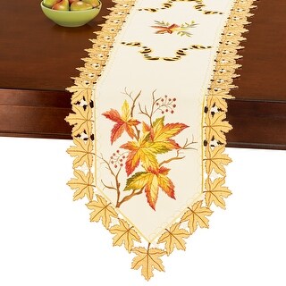 Embroidered Maple Leaf Border Table Linens - Bed Bath & Beyond - 41512299