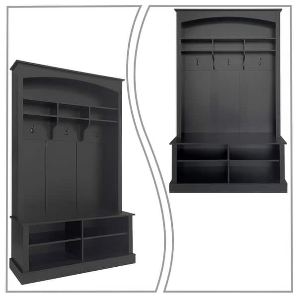 Modern Elegant Freestanding Tall Hall Tree with Open Storage Spaces ...