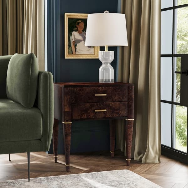 Kai 2 Drawer Burl Wood End Table - Bed Bath & Beyond - 37361884