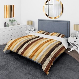 Designart "Brown Striped Tabbies" Brown Modern Bed Cover Set With 2 ...