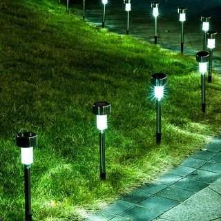Solar Pathway Outdoor LED Cold White Lights (Set of 16) - 16 Pack - Bed ...