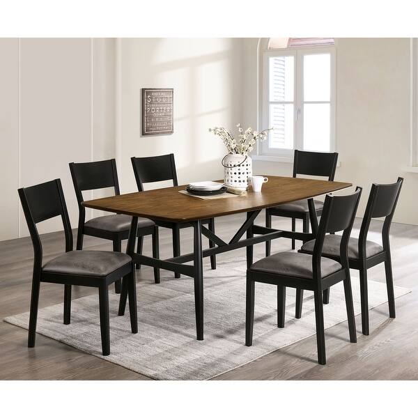 Balgona Contemporary Black Wood 7-Piece Dining Table Set by Furniture ...
