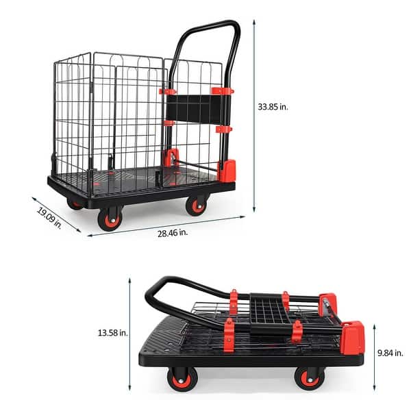 330 lbs. Weight Capacity Foldable Platform Push Hand Truck Cart with ...