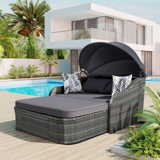 Outdoor Sun Bed PE Rattan Daybed - Bed Bath & Beyond - 40361166