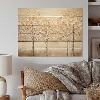 Designart "Beige Trees Harmony" Trees Wood Wall Decor - Traditional ...