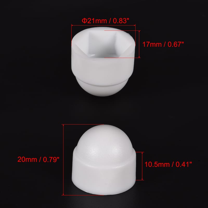 Plastic Dome Bolt Nut Protection Cap M10 / 17mm Hex Screw Cover White ...