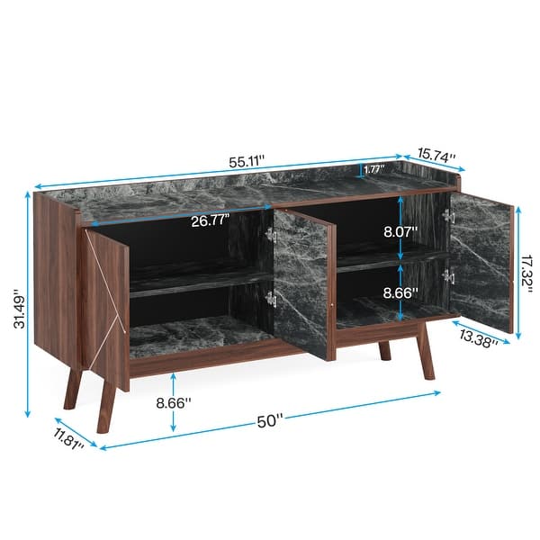 55 inch Buffet Cabinet Kitchen Sideboard Buffet Table Coffee Bar with ...
