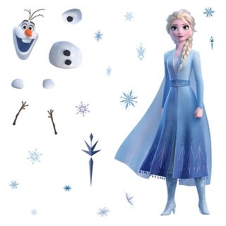 Blue & White & Orange Frozen II Elsa & Olaf Giant Wall Decals - Bed ...