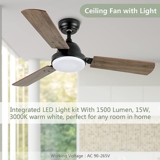 Simple Deluxe 44-inch Ceiling Fan with LED Light and Remote Control ...