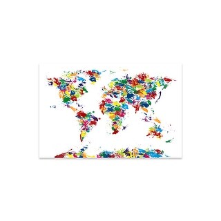 World Map Paint Drops Print On Acrylic Glass by Michael Tompsett - Bed ...