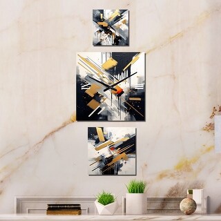 Designart "Black and Gold Depth Corner VI" Abstract Shapes Large Modern ...