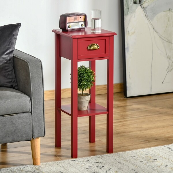 Chair side table with 2 drawer end shelf narrow nightstand living room furniture store