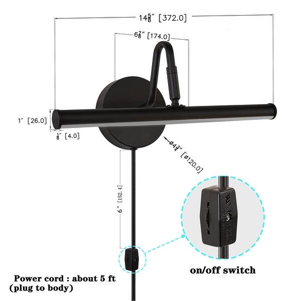 Dimmable LED Picture Light Fixture, Plug in/ Hardwired, 3000K/ 4000K ...
