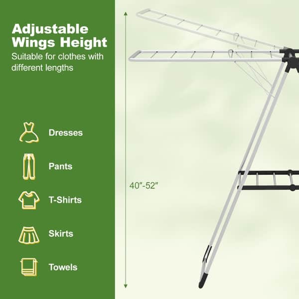 2-Tier Laundry Drying Rack Folding Cloth Rack with Aluminum Frame - 56 ...