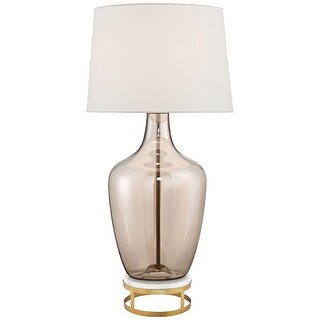Modern Table Lamp Brass Round Riser 34 3/4" Tall Clear Champagne Glass ...