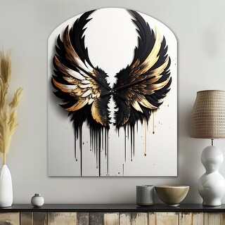 Designart - Black Silver And Gold Angel Wings III - Wings Angel Large ...