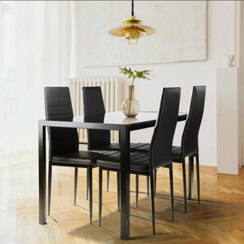 Moda Angela 5-Pieces Dining Table Set with 4 Leather Chairs - Overstock ...