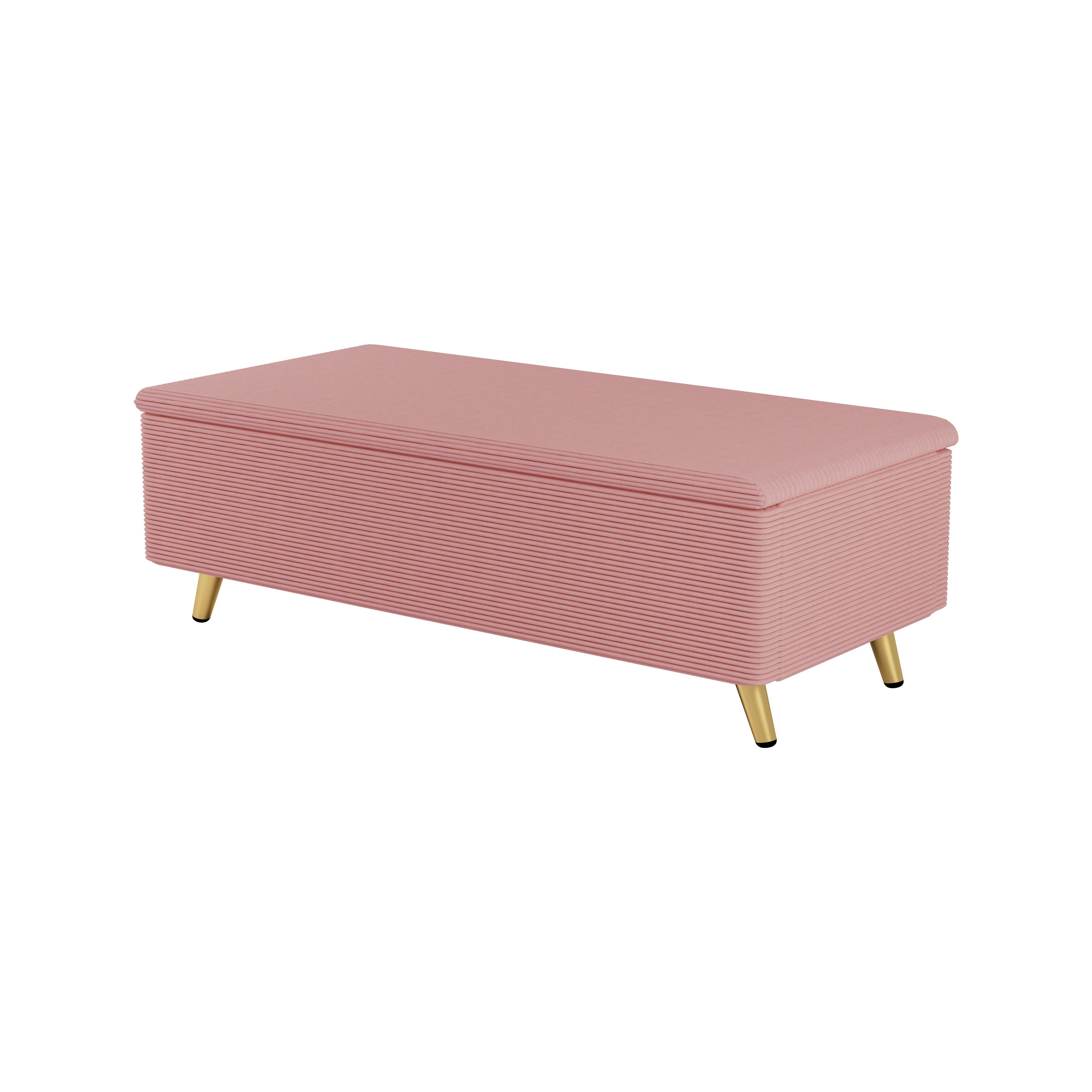 Modern Pink Corduroy Upholstered Ottoman with Metal Legs Storage Bench for Bedroom or Entryway 300 lb Capacity Bed Bath Beyond 42399019