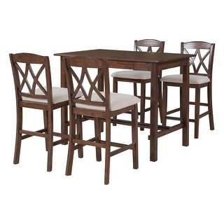 Counter Height Dinette Set Oriental Dining Table Set with Chair, Walnut ...