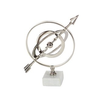 Metal Armillary Sphere with Arrow and Ceramic Base, Silver - Bed Bath ...